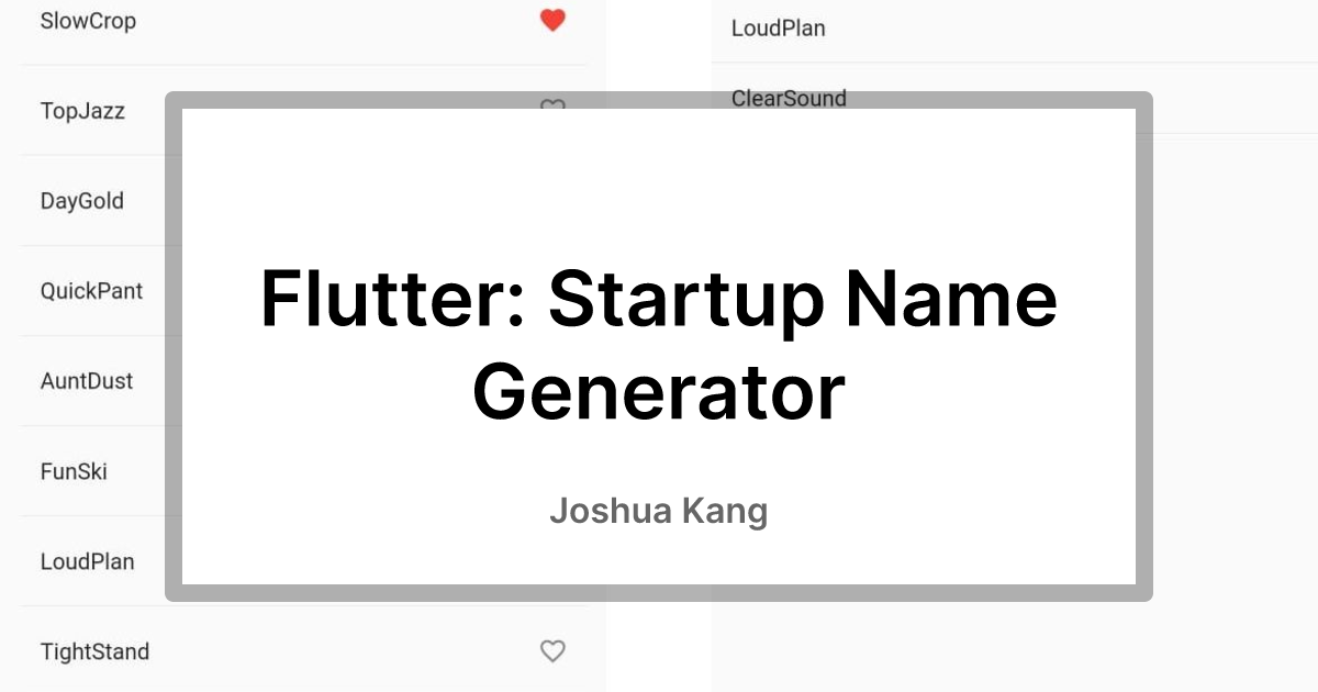 Flutter: Startup Name Generator